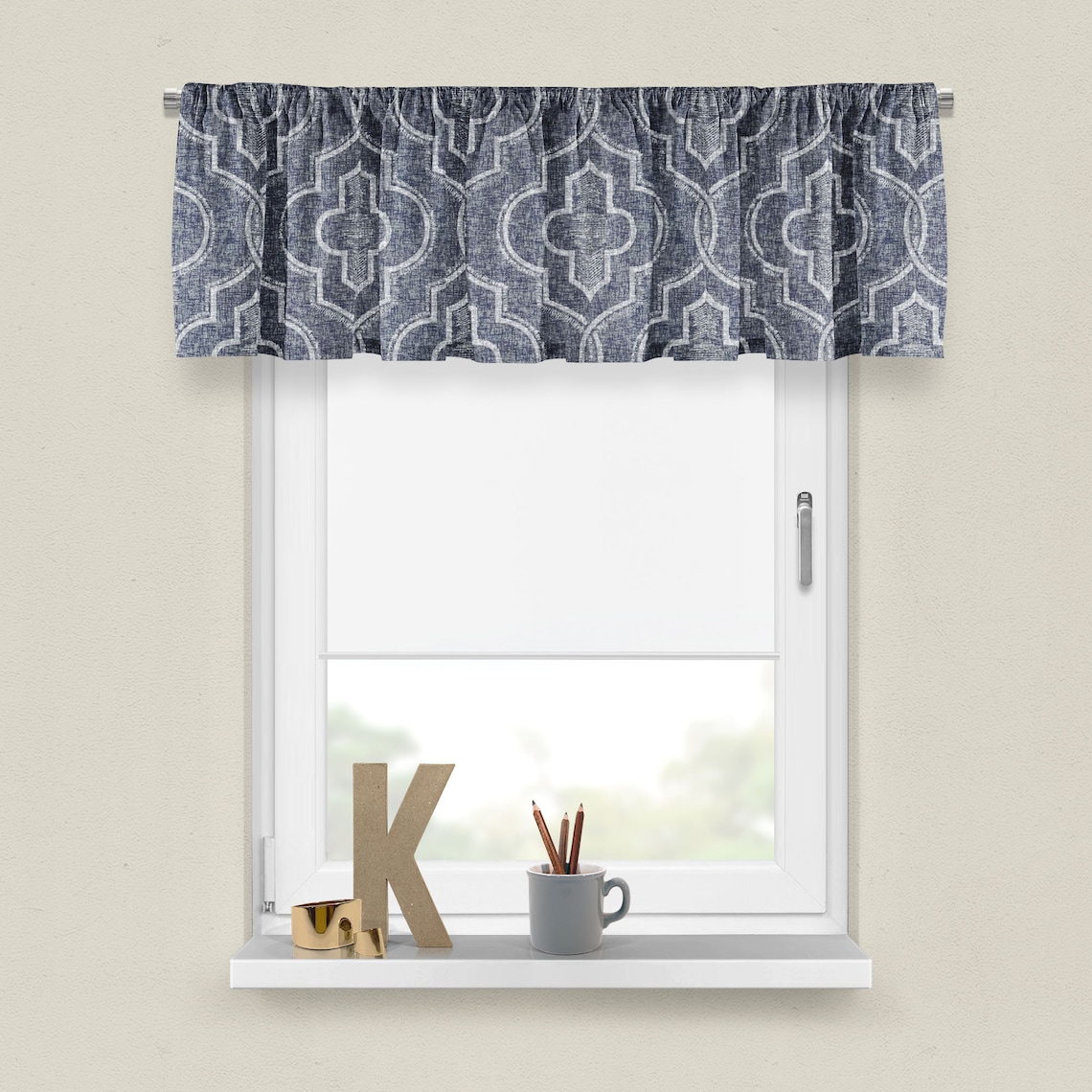 Vintage Indigo Blue Custom Valance Premier Prints Navy - Etsy