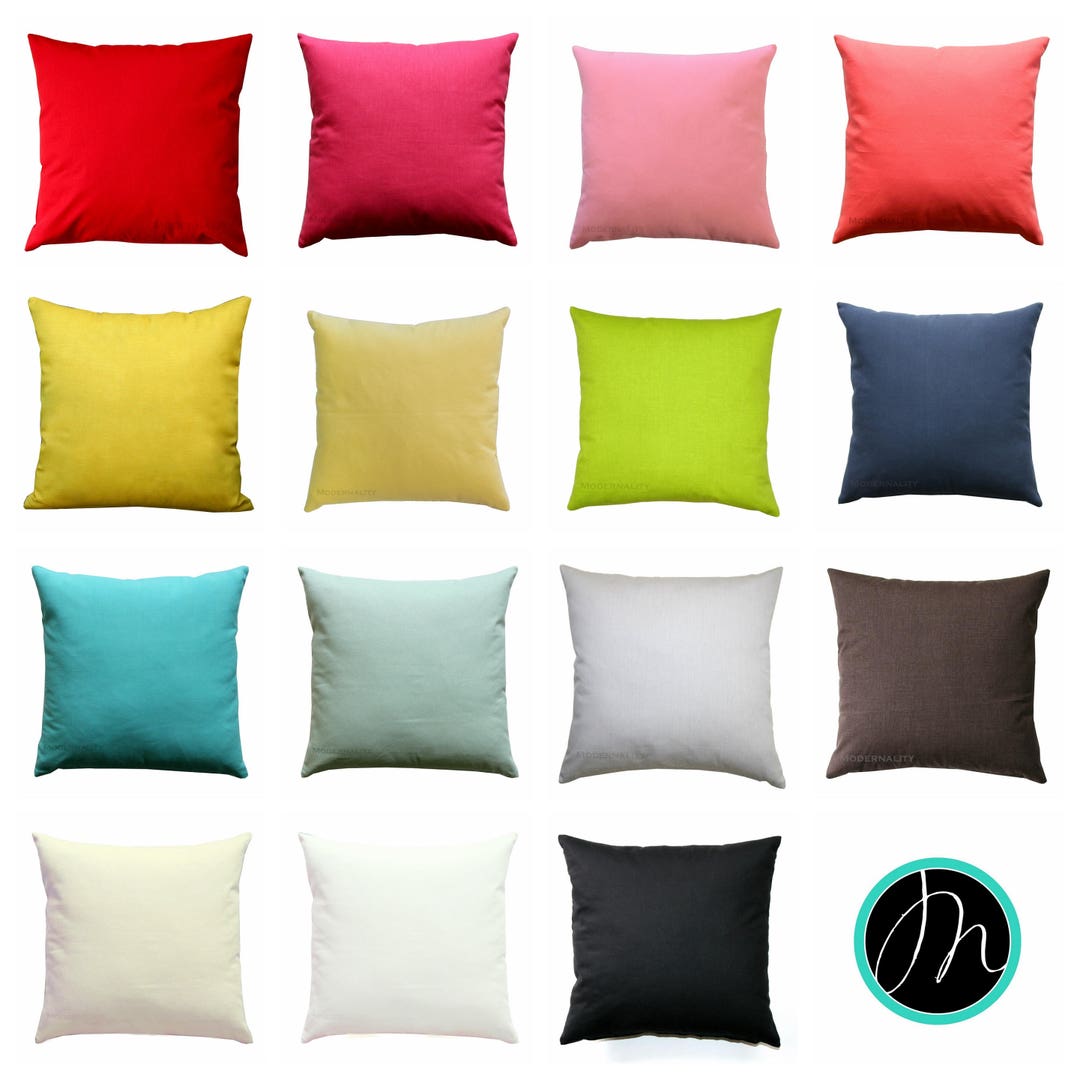 Solid Throw Pillow Cover, Multiple Colors, Vibrant Pillow Cover ...