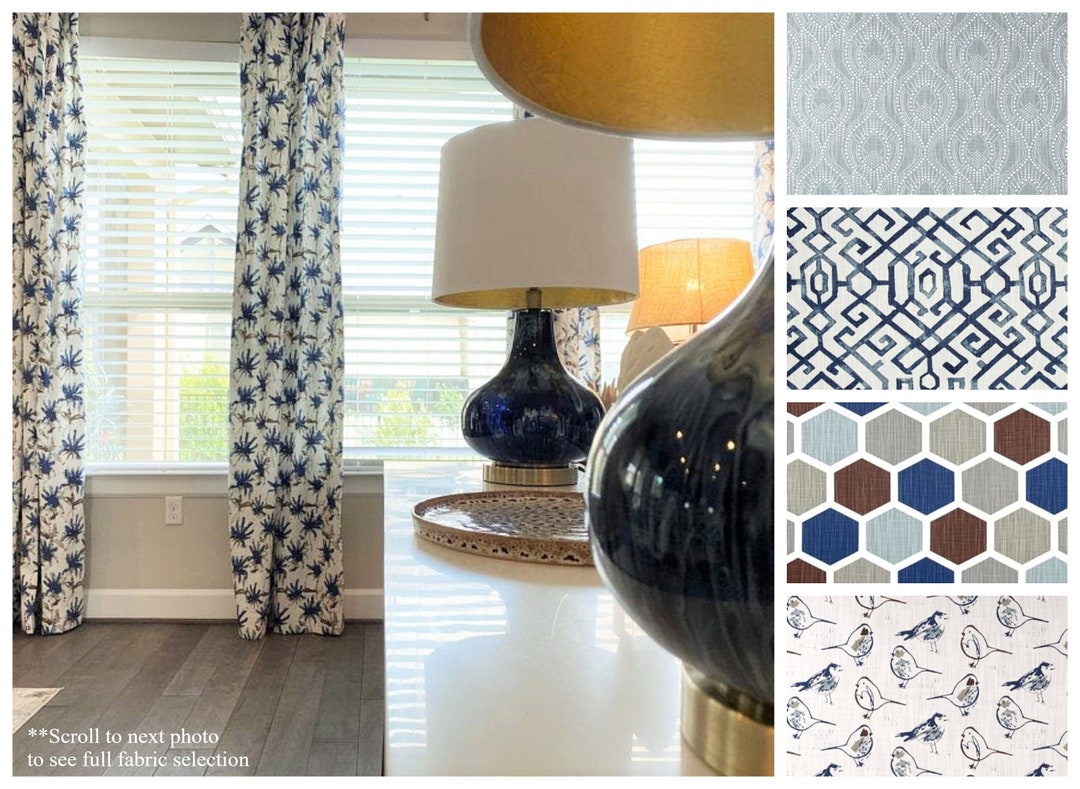 Regal Blue Room Curtains- Pair of Drapery Panels- Premier Prints Window ...