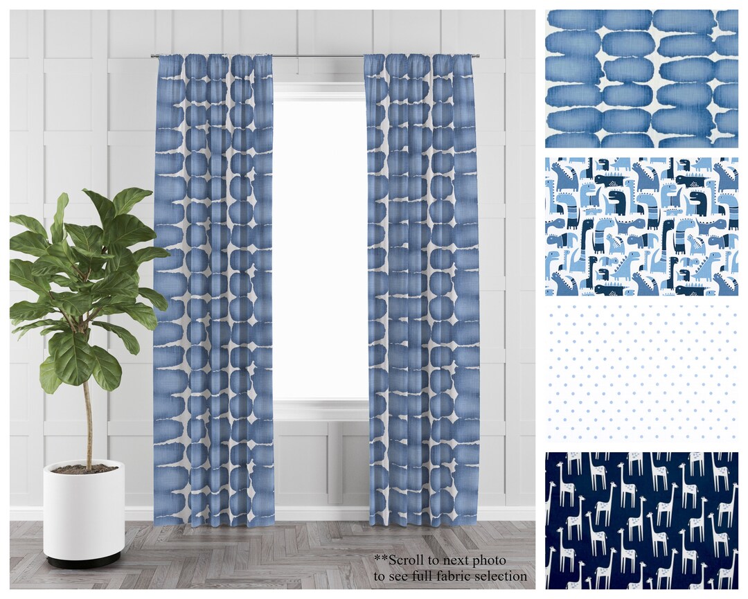Sky Blue Curtains Pair of Navy Drapery Panels Premier Prints - Etsy