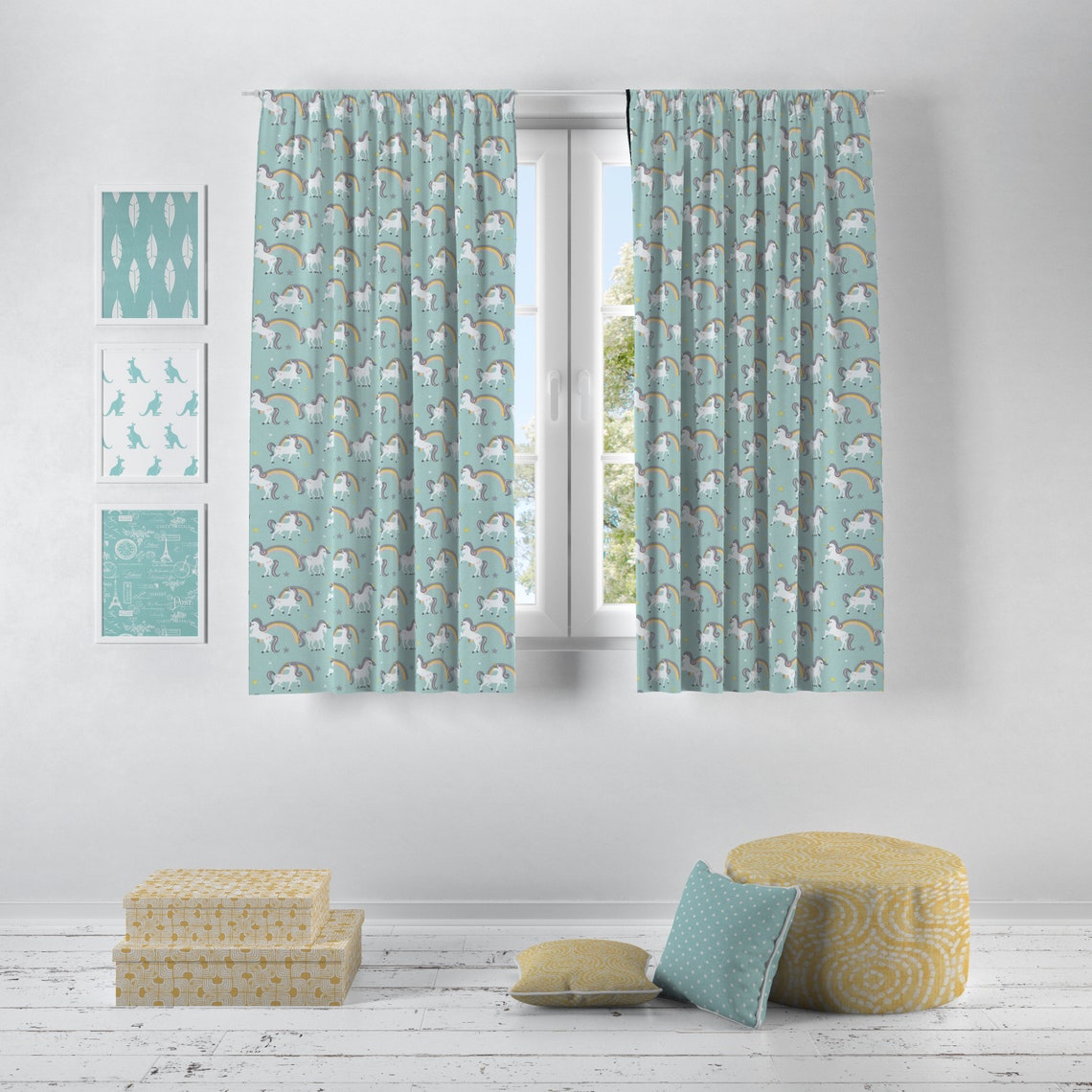 Canal Aqua Valance- Premier Prints Blue Custom Drapery Panel- Modern ...