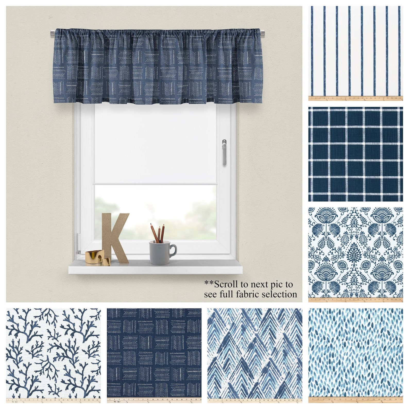 Italian Denim Decorative Valance- Premier Prints Navy Designer Window ...