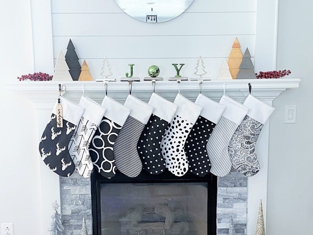 Modern Christmas Stocking- Black and White Stocking- Nontraditional ...
