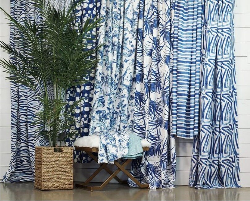 Commodore Blue Curtains Drapery Panel Pair Premier Prints - Etsy