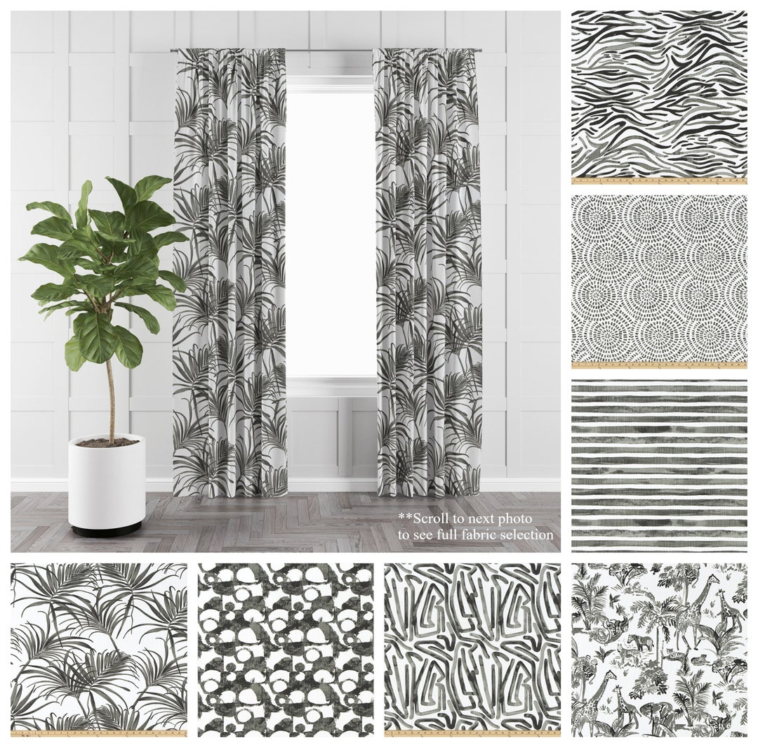 Raven Black Curtains- Pair of Drapery Panels- Premier Prints Charcoal ...