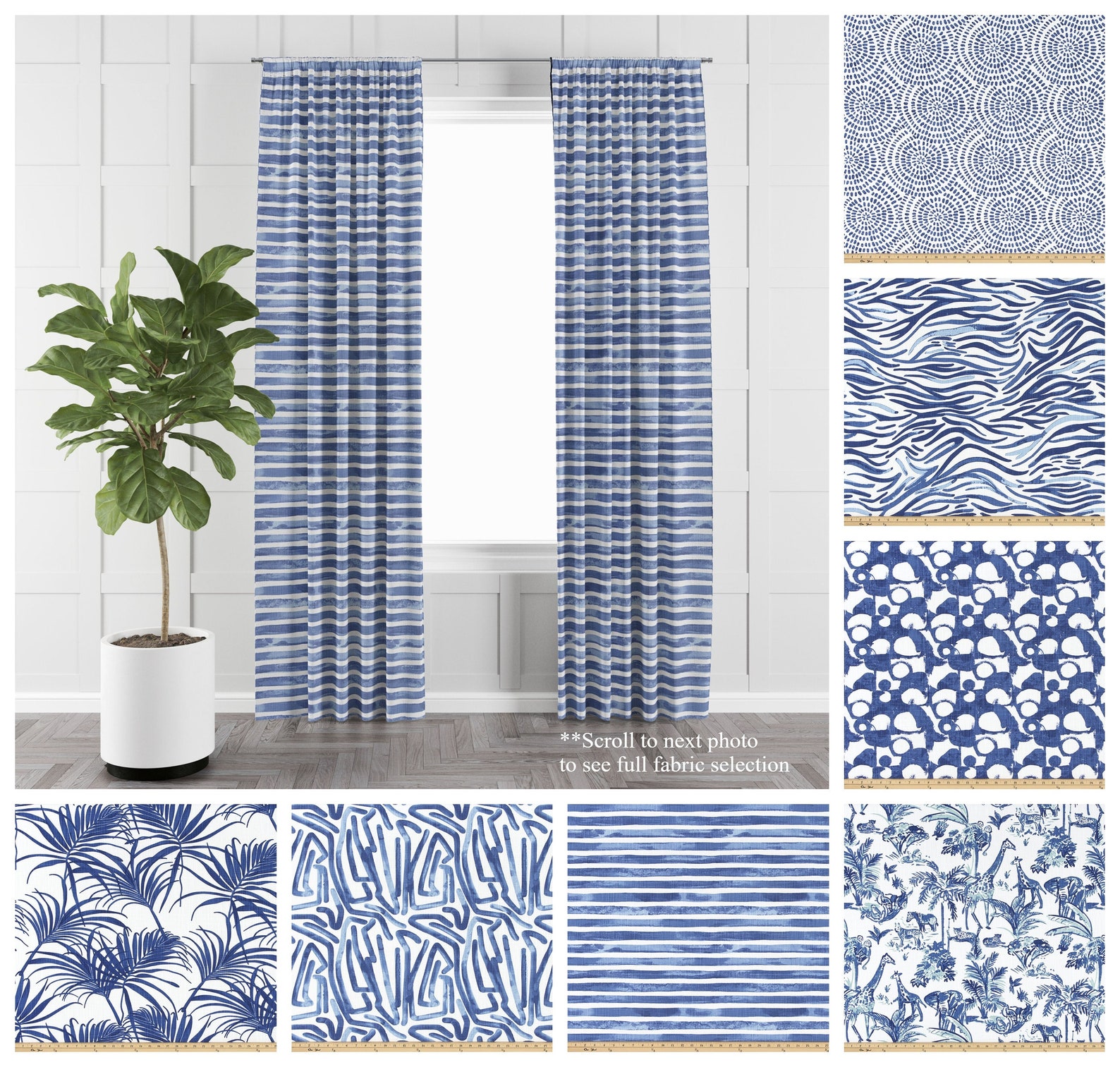 Commodore Blue Curtains- Drapery Panel Pair- Premier Prints Modern Blue ...