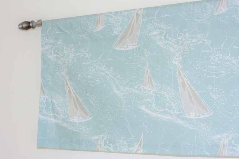Spa Blue Valance Premier Prints Light Blue Window Panel - Etsy