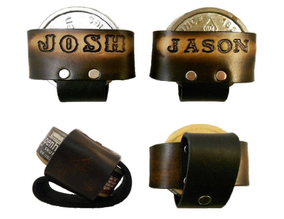 Custom Handcrafted Leather Snuff Can Holder, Chewing Tobacco Case, Name ...