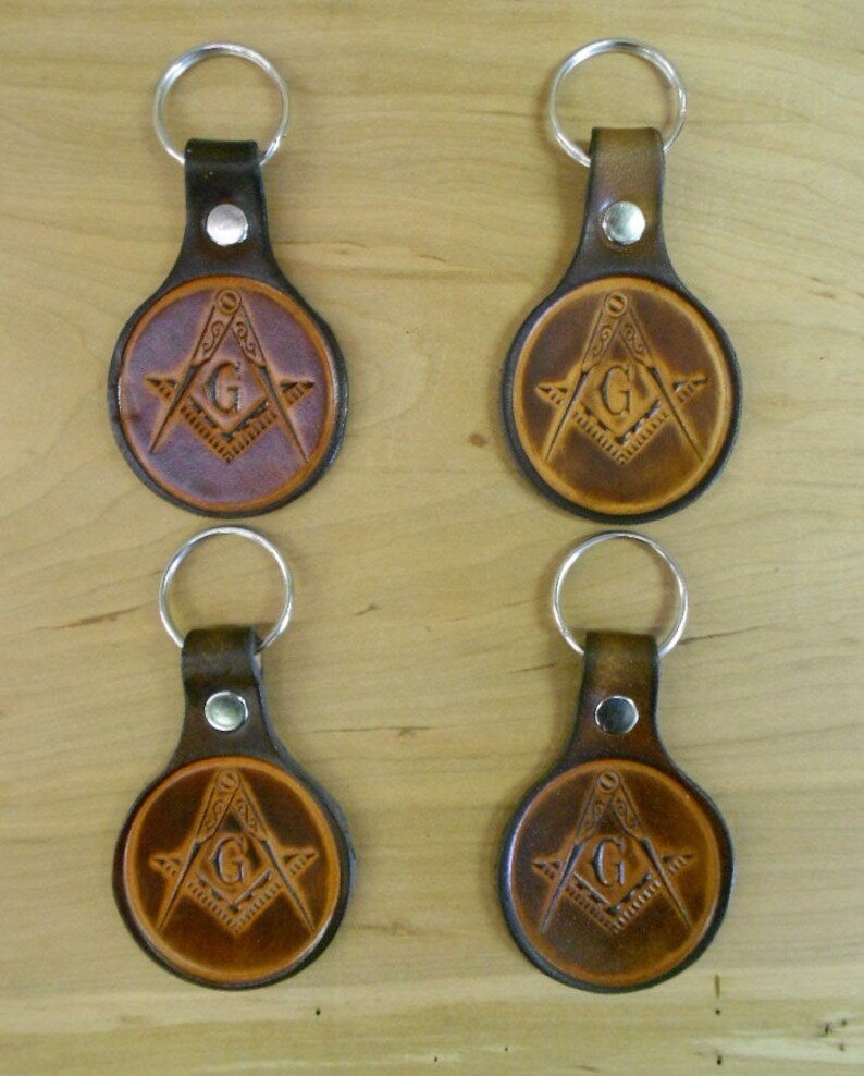 Four pack of Leather Masonic Keychains lot of 4 Key Fobs | Etsy