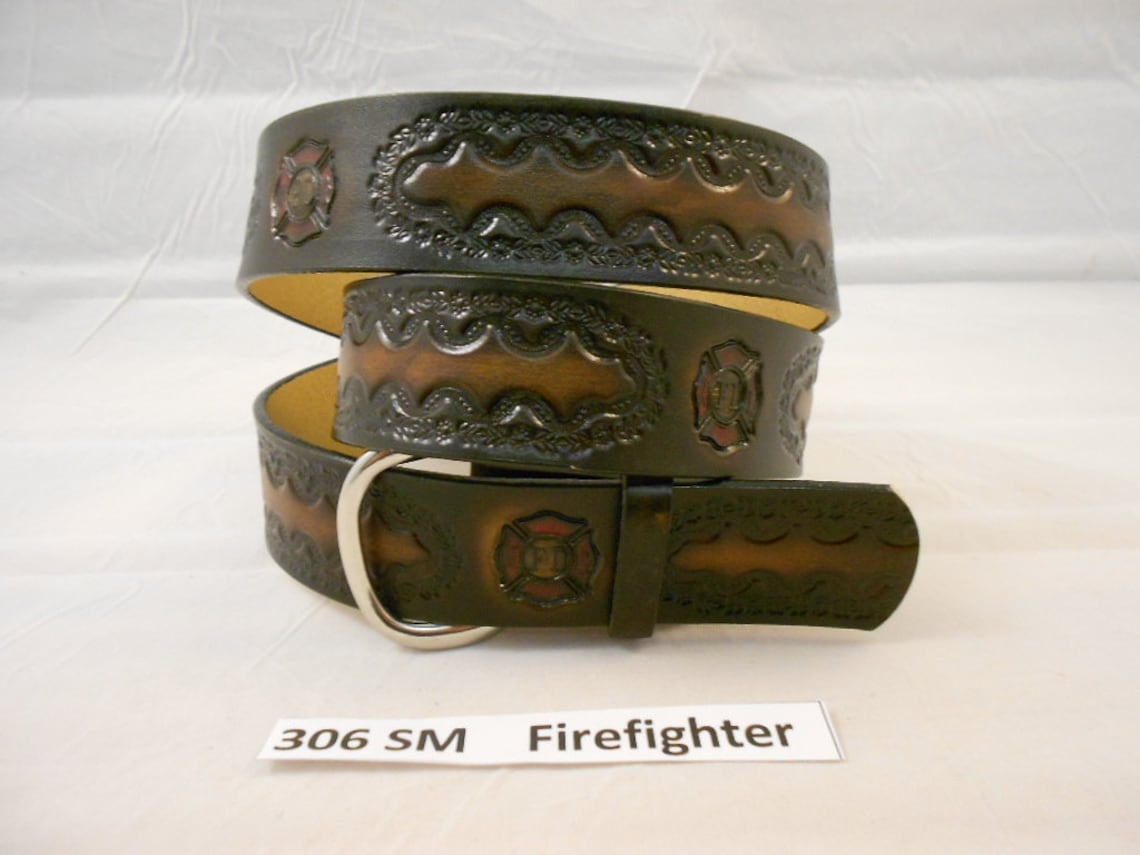 Firefighter Leather Belt, Fireman, USA Handcrafted Fire Department ...