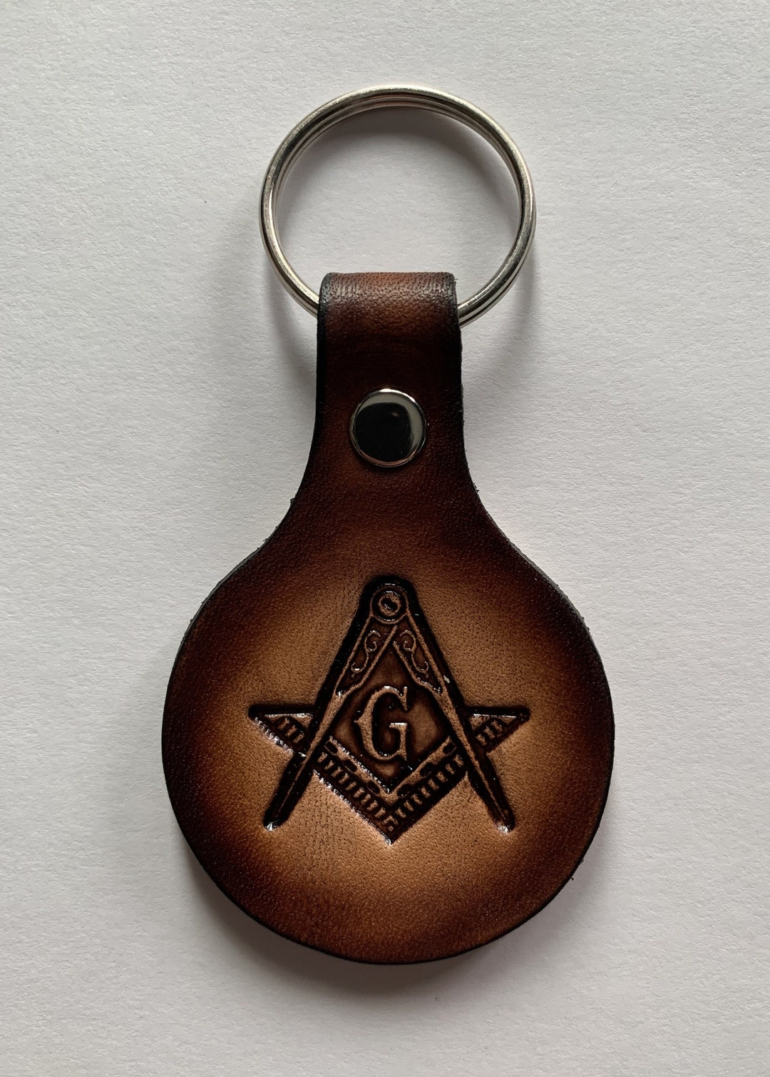 Four Pack of Leather Masonic Keychains, Lot of 4 Key Fobs Mason Lodge ...