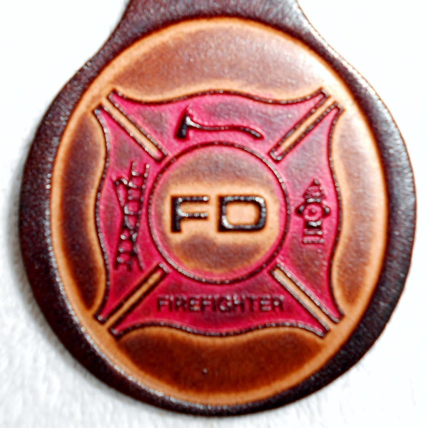 Fire Department Leather Keychain - Etsy