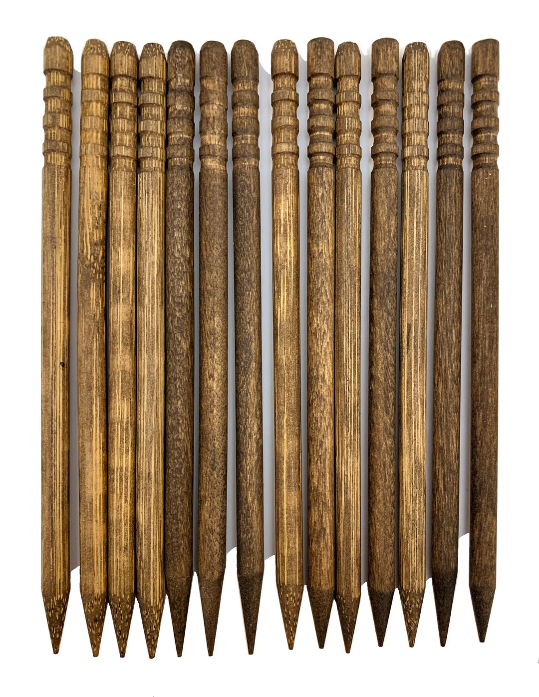 Solid Wood Barrette Stick, Lathe-turned Hardwood, Dark Brown Stain ...