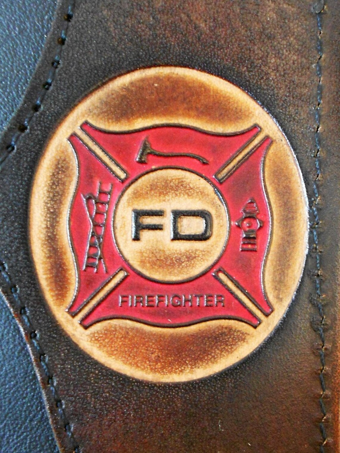 Hand-crafted firefighter Leather Tri-fold Wallet - Etsy