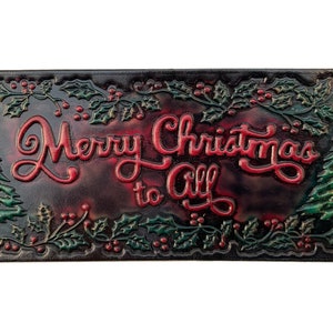 Painted Merry Christmas Scenic Tooled Leather Santa Claus Belt & Buckle ...