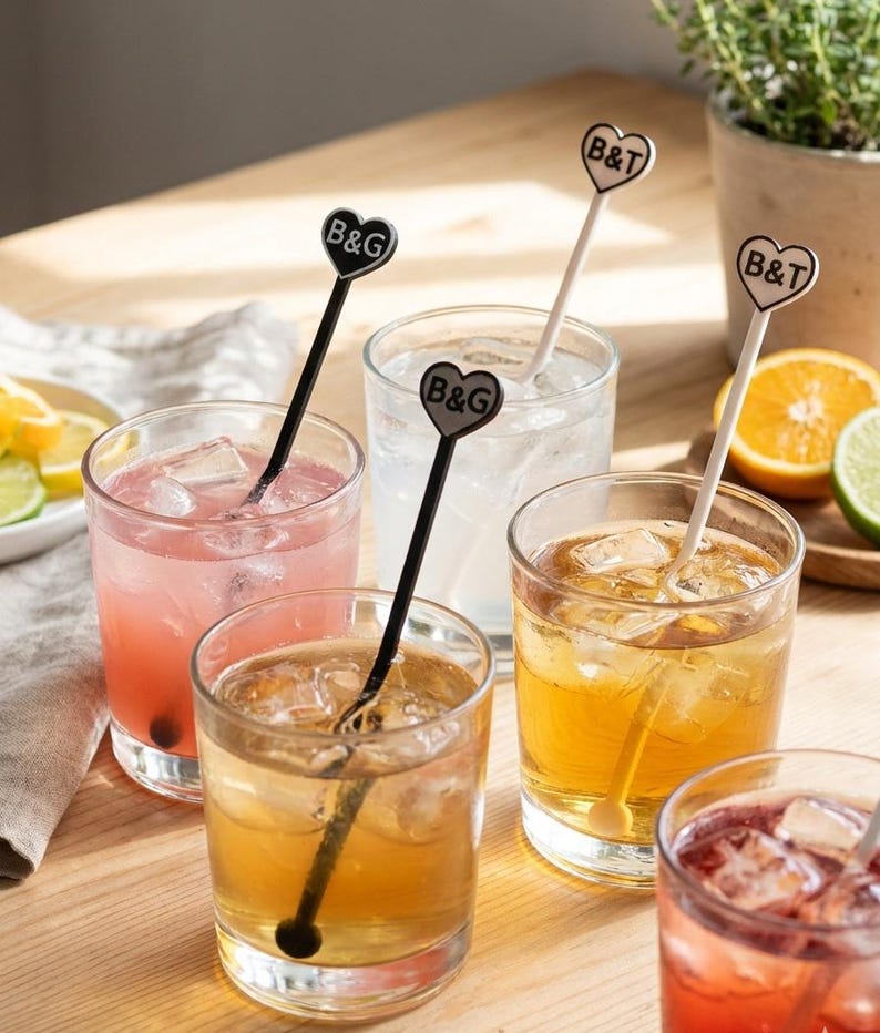 Heart Stir Sticks Personalized • Custom Drink Stirrers • Cocktail ...