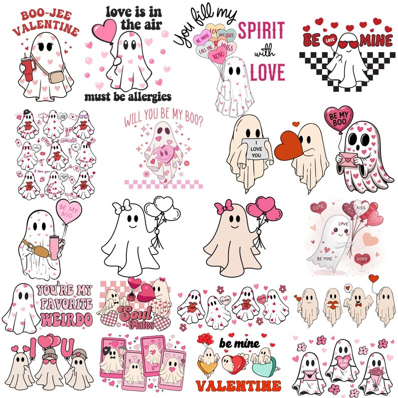 Ghost Valentine Png Bundle: Be My Boo Clipart, Love Ghost Designs - Etsy UK