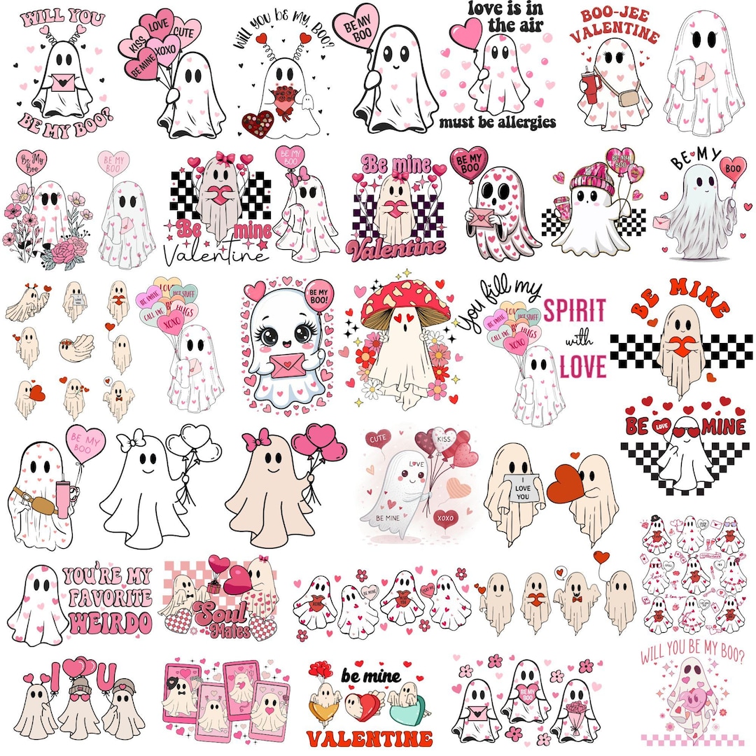 Ghost Valentine Png Bundle: Be My Boo Clipart, Love Ghost Designs - Etsy UK