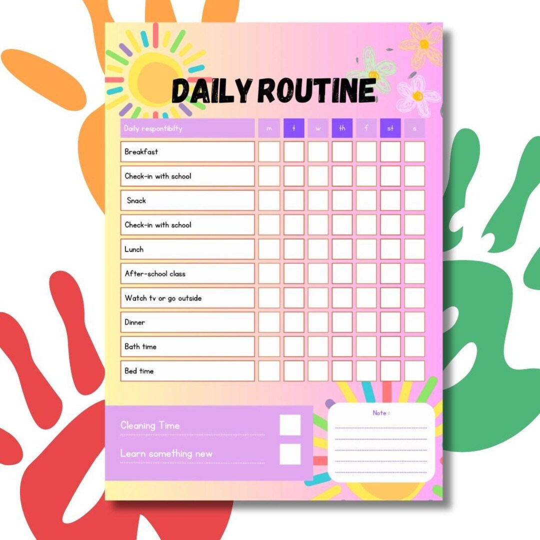 Kids Daily Routine Chart, Printable Morning & Evening Checklist, Chore ...