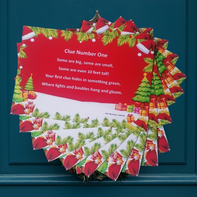 Christmas Treasure Hunt Clue Cards | Scavenger Hunt Clues - Etsy UK