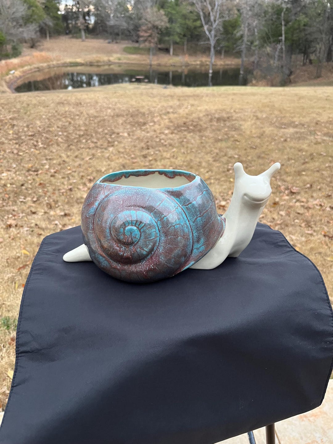 Stoneware Snail Planter - Etsy