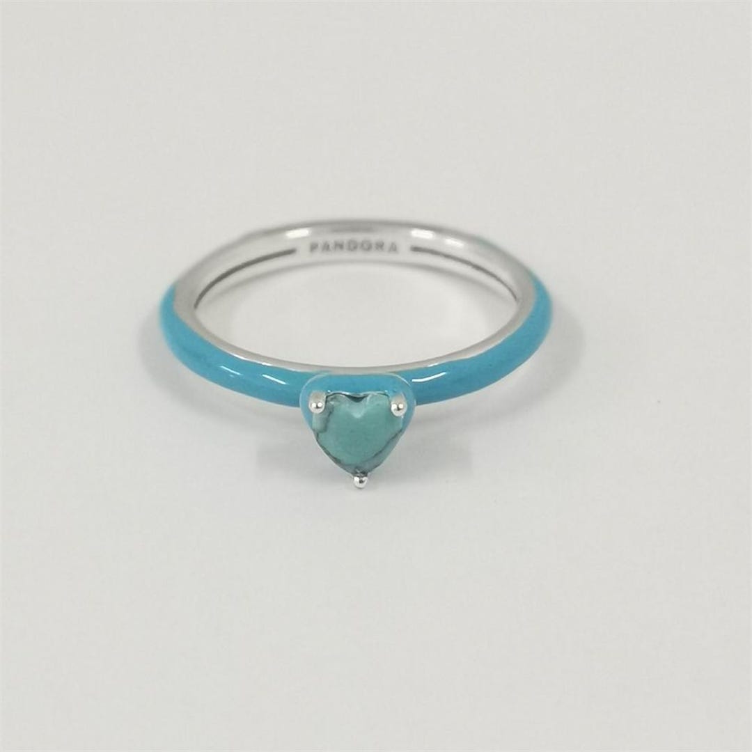 Pandora Turquoise Colured Heart Stone Ring - Etsy