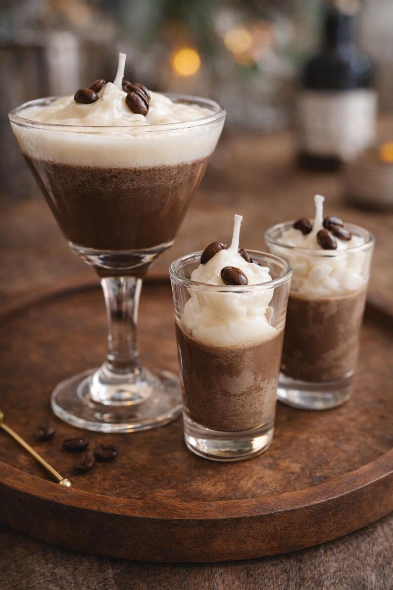 Luxury Wedding Favors, Espresso Martini Glass Shot Glass Candles- Hand ...