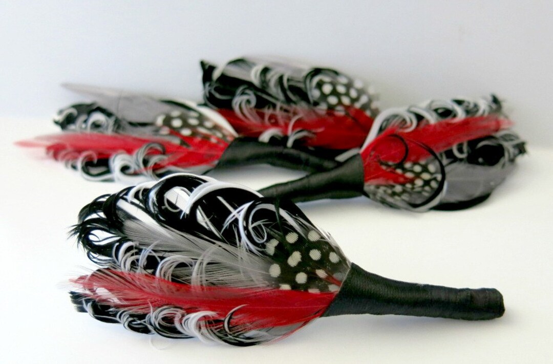 Lapel Pins Set of 4 Feather Boutonnieres Boutonniere Wedding Groom ...