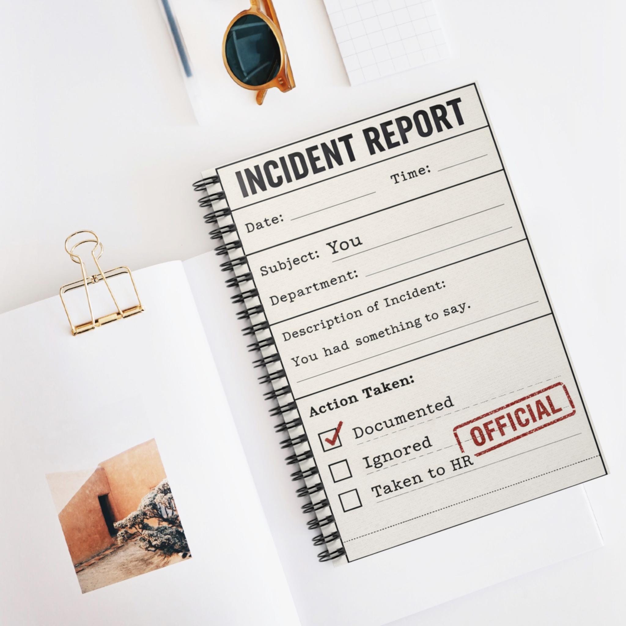 Incident Report Notebook Spiral Ruled | Office Form Style, 'official ...