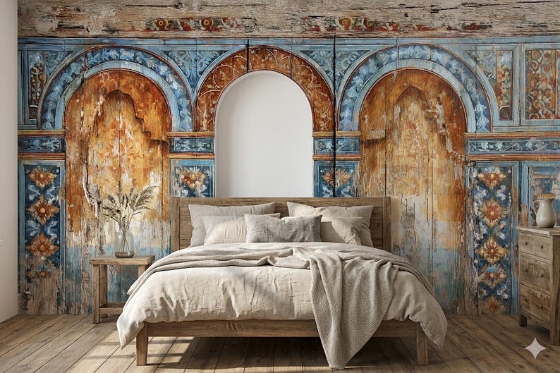 Vintage Arch Mural, Peel and Stick Wallpaper, Rustic Non Woven Decor - Etsy