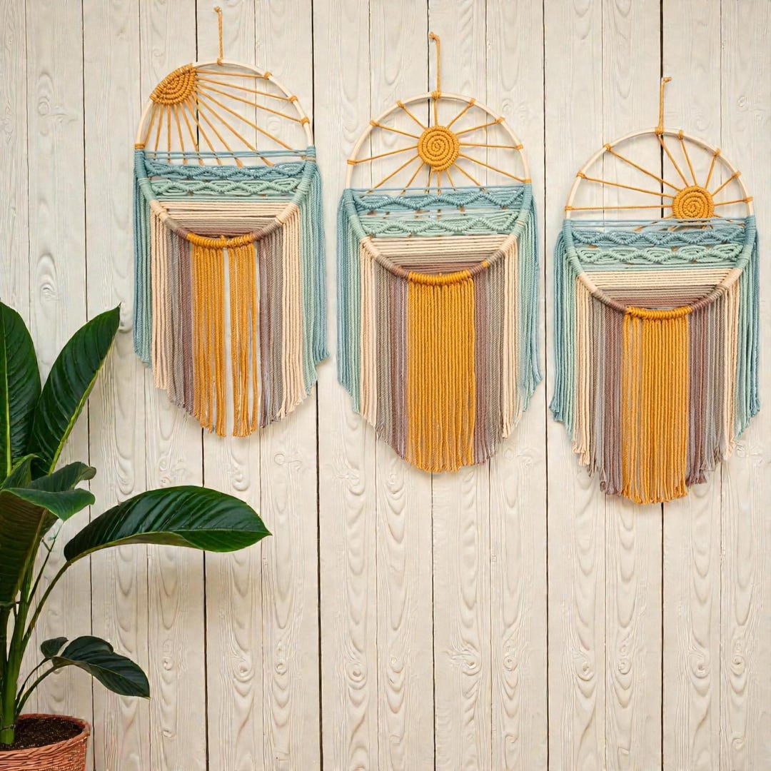 Macrame Sunrise Wall Hanging, Boho Sunset Beach Decor, Handmade Boho ...