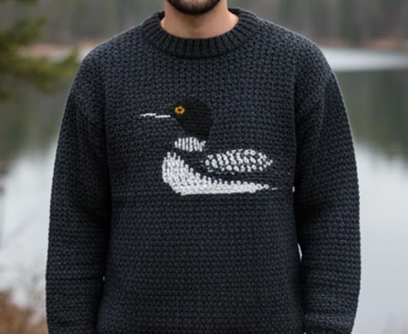 The Loon Sweater Knitting Pattern | Duck Lovers Gift Sweater | Vintage ...