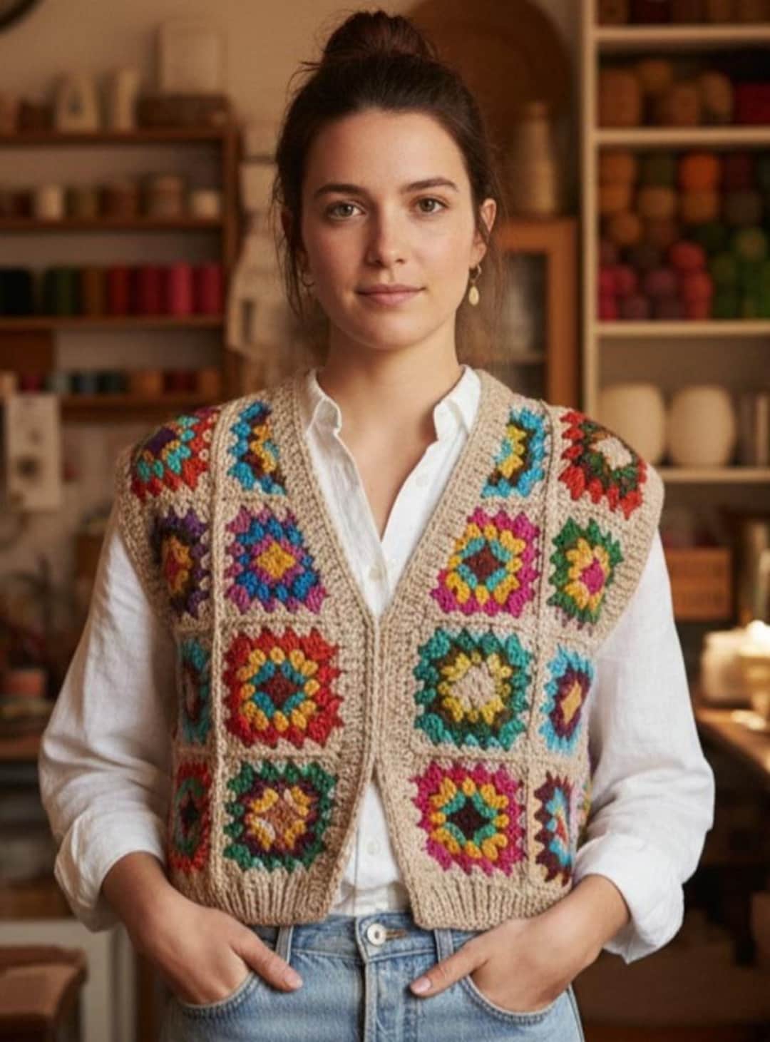 Granny Square Vest Crochet Pattern - Granny Square Cardigan Pattern ...