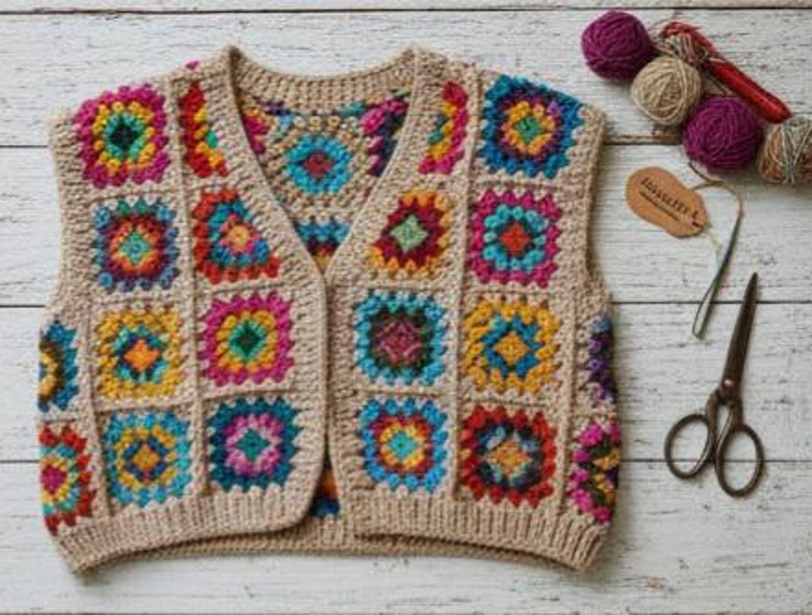 Granny Square Vest Crochet Pattern - Granny Square Cardigan Pattern ...