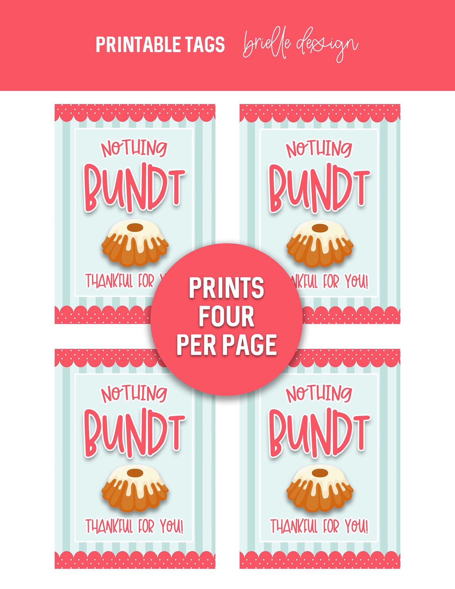 Nothing Bundt Thankful, Bundt Cake, Thank You Gift, Sweet Treat ...