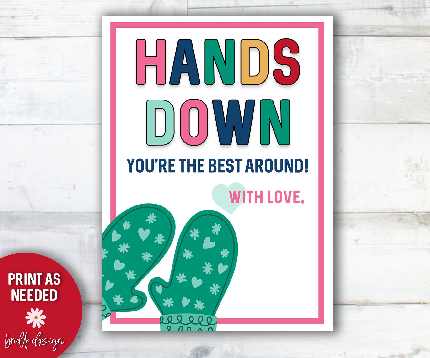 Hands Down Mittens | Christmas Winter | Printable Tag | Neighbor ...