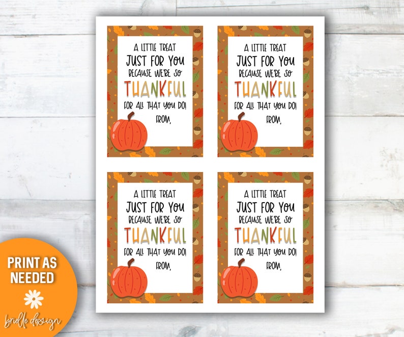 Thankful for All You Do | Printable Gift Tag | Thanksgiving | Neighbors ...