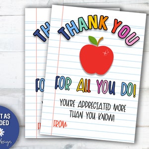Thank You for All You Do, Cute Thank You, Teacher Thank You, Teacher ...