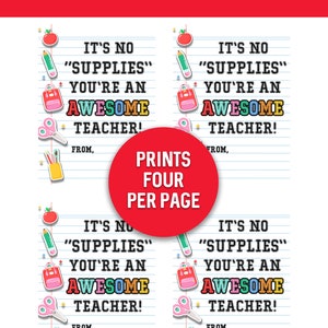 It's No Supplies You're an Awesome Teacher, Teacher Gift, Back to ...
