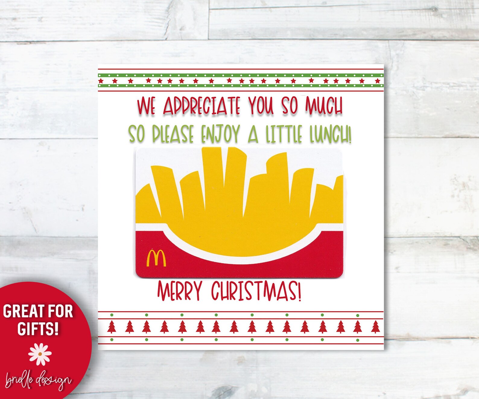 Christmas Lunch, Gift Card, Teacher, Friend, Coworker, Neighbor Gifts ...
