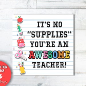 It's No Supplies You're an Awesome Teacher, Teacher Gift, Back to ...