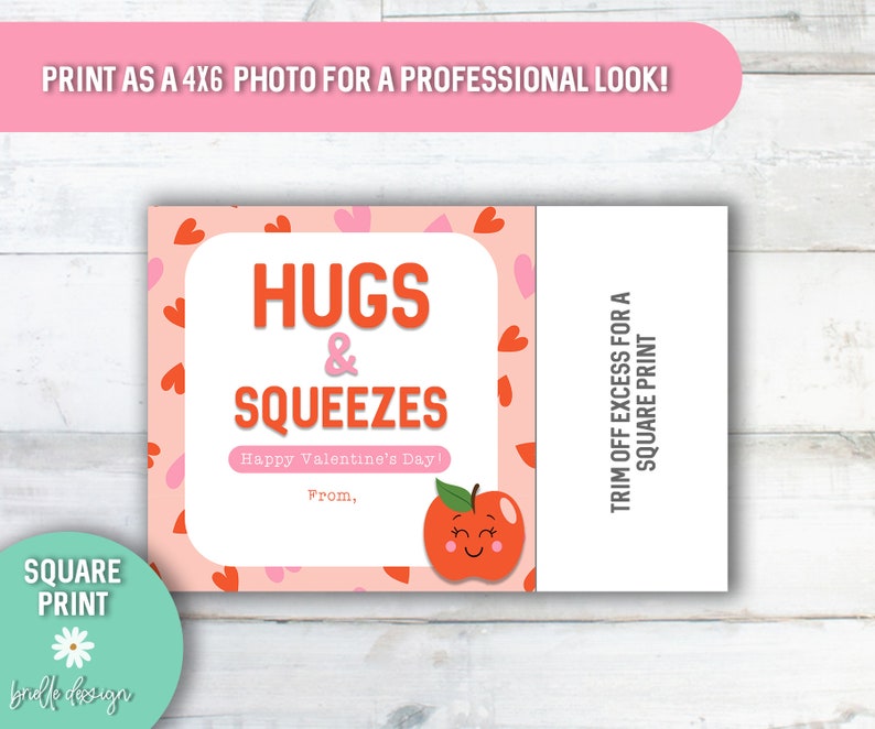 Hugs and Squeezes, Valentine Printable, Valentines Tag, Class Treat ...