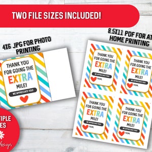 Extra Mile Thank You, Cute Thank You, Extra Gum Printable Tag ...
