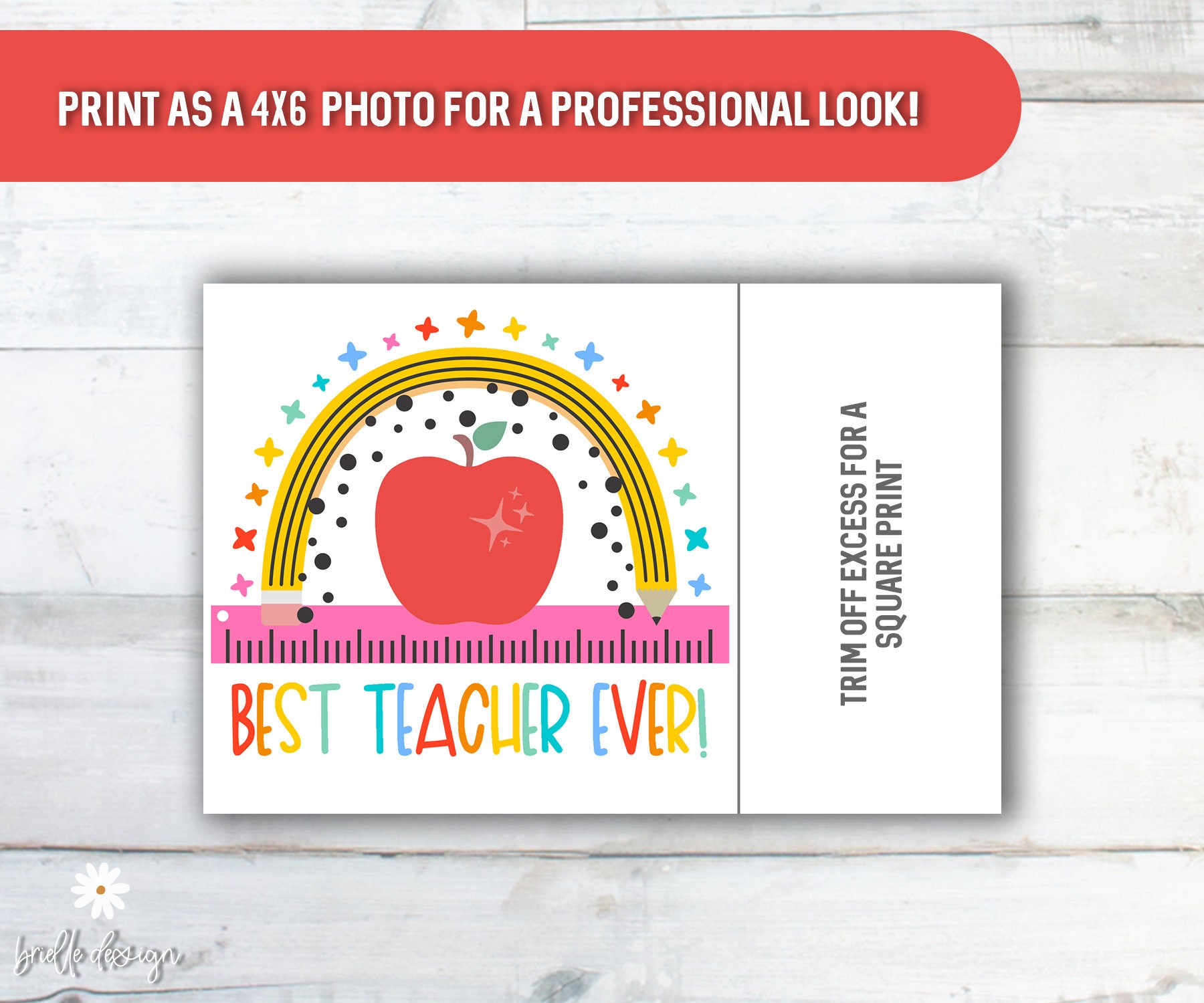 Best Teacher Ever Gift Tag Printable Teacher - Etsy