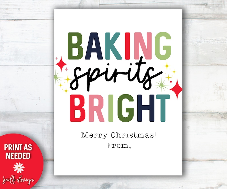 Baking Spirits Bright Christmas Printable Tag Neighbor, Friend, Teacher ...