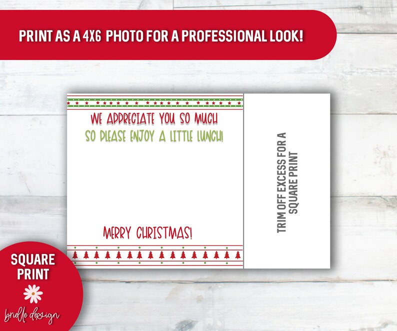 Christmas Lunch, Gift Card, Teacher, Friend, Coworker, Neighbor Gifts ...