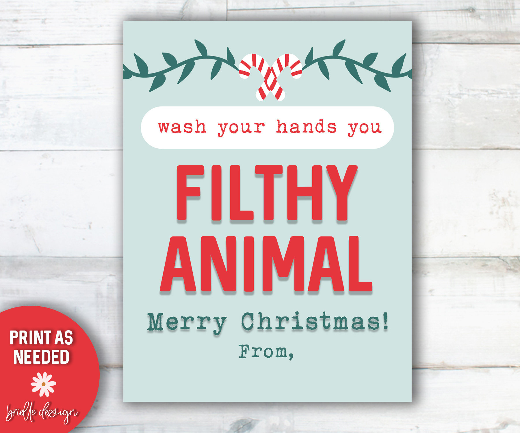 Wash Your Hands You Filthy Animal | Printable Tag | Hand Soap Gift ...