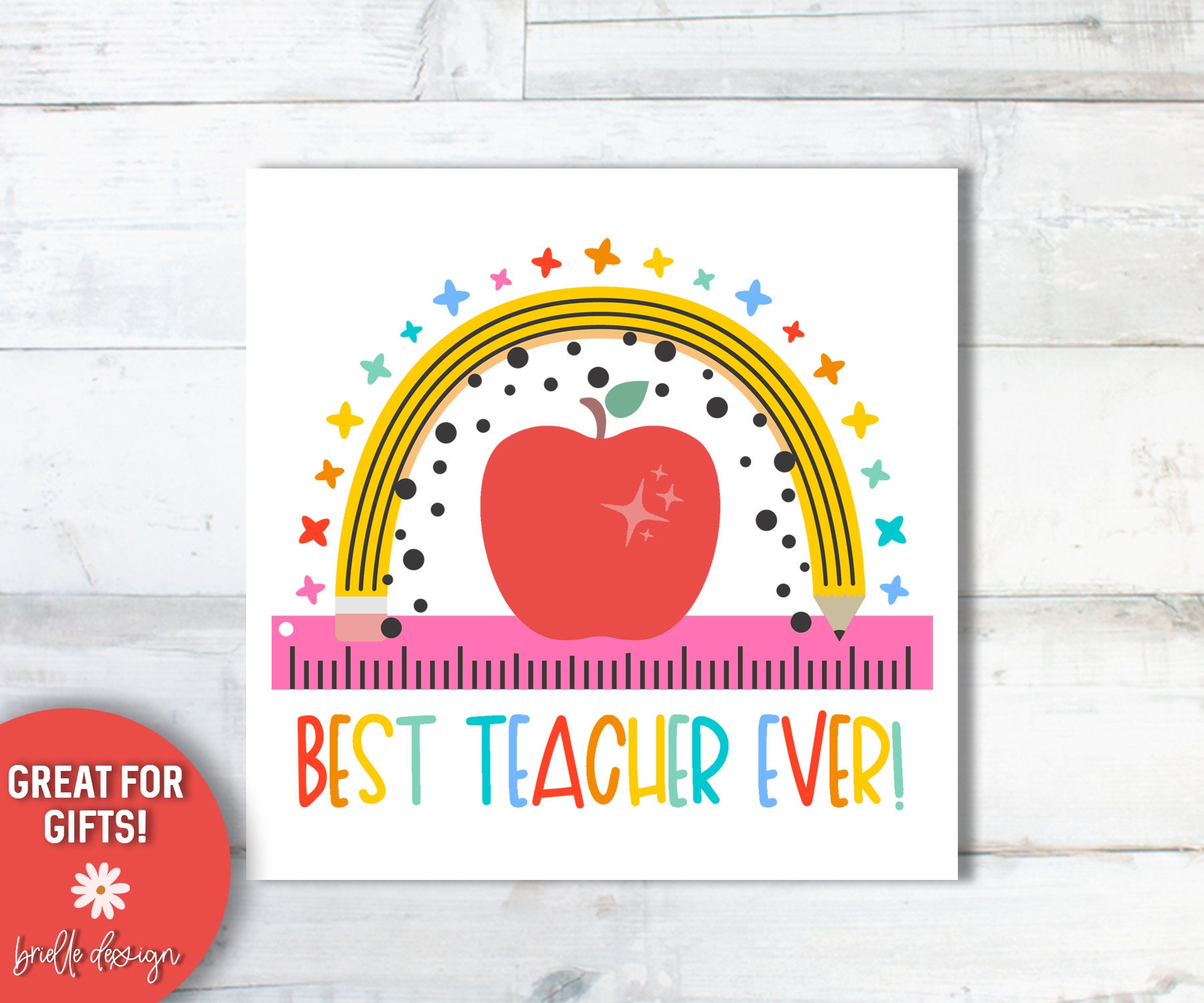 Best Teacher Ever Gift Tag Printable Teacher - Etsy