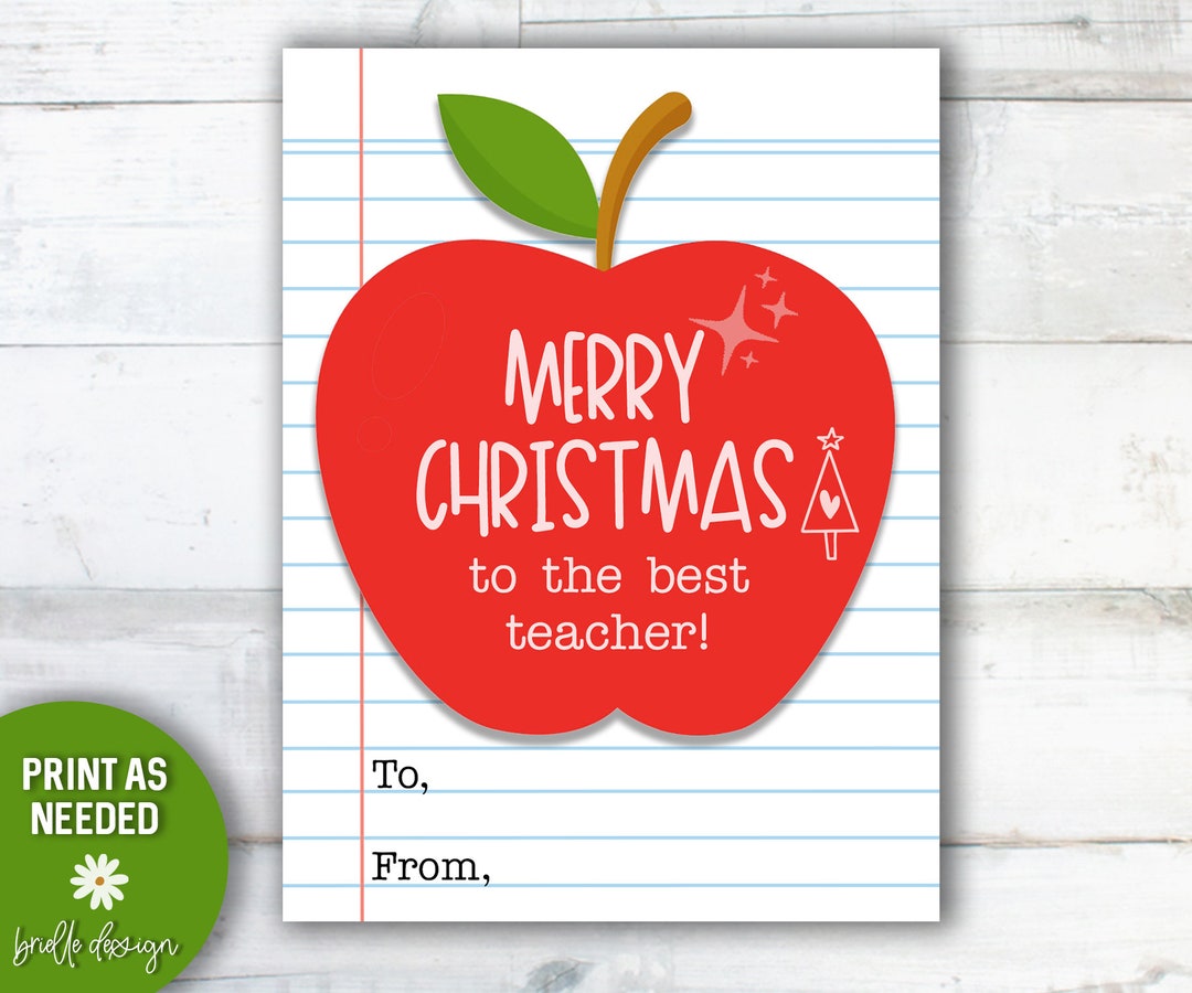 Merry Christmas Teacher | Printable Gift Tag | Teacher Apple | TWO ...