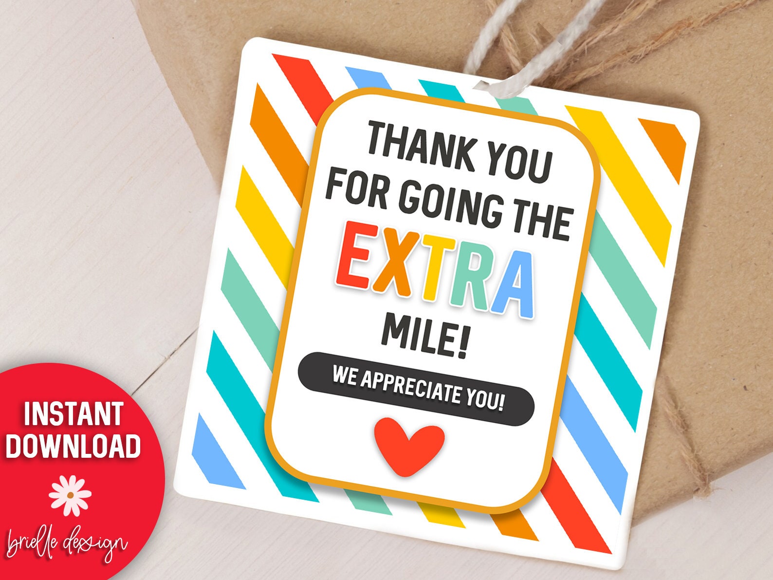 Extra Mile Thank You, Cute Thank You, Extra Gum Printable Tag ...